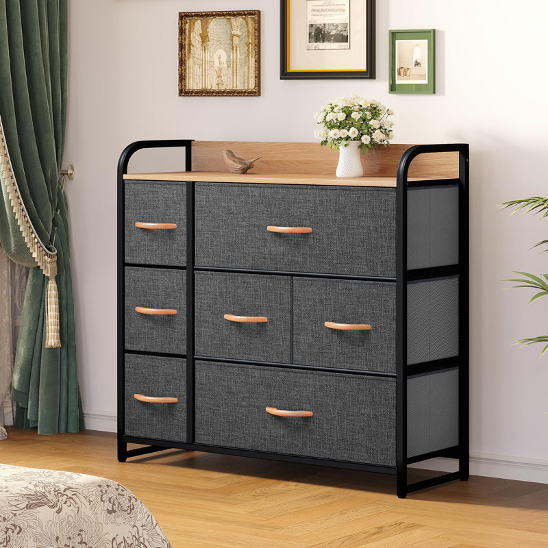 UOUO 7 Drawer A Grey Floor Mount Dresser Versatile Storage For Living Room Entryway Wayfair